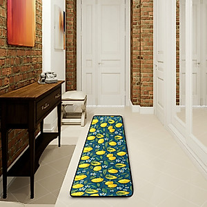 CHIFIGNO Tropical Pattern Yellow Lemon Rugs Non Slip Doormat for Living Room/Kitchen/Bathroom 2&#039;x6&#039;