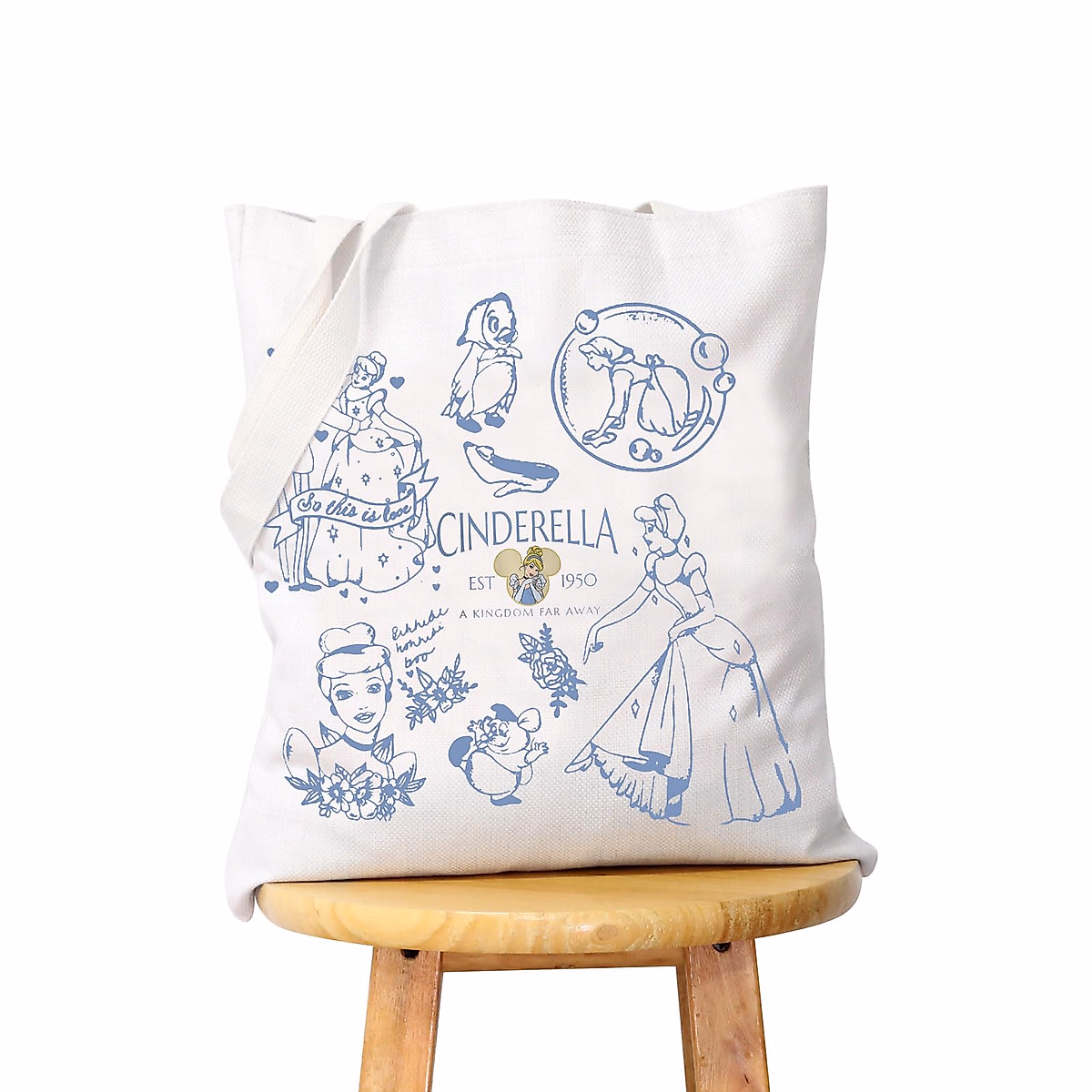 WCGXKO Fairytale Movie Inspired Gift For Daughter Movie Fans Gift Princess Canvas Tote Bag Reusable Bag Shopping Bag (CIND EST tote)