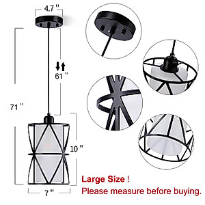 Zlierop Pendant Lights with Frosted Glass, Matte Black Pendant Lighting Kitchen Island, Cylindrical Pendant Light Fixtures, Modern Kitchen Island Lighting, Pendant Light for Foyer, Entryway-Large