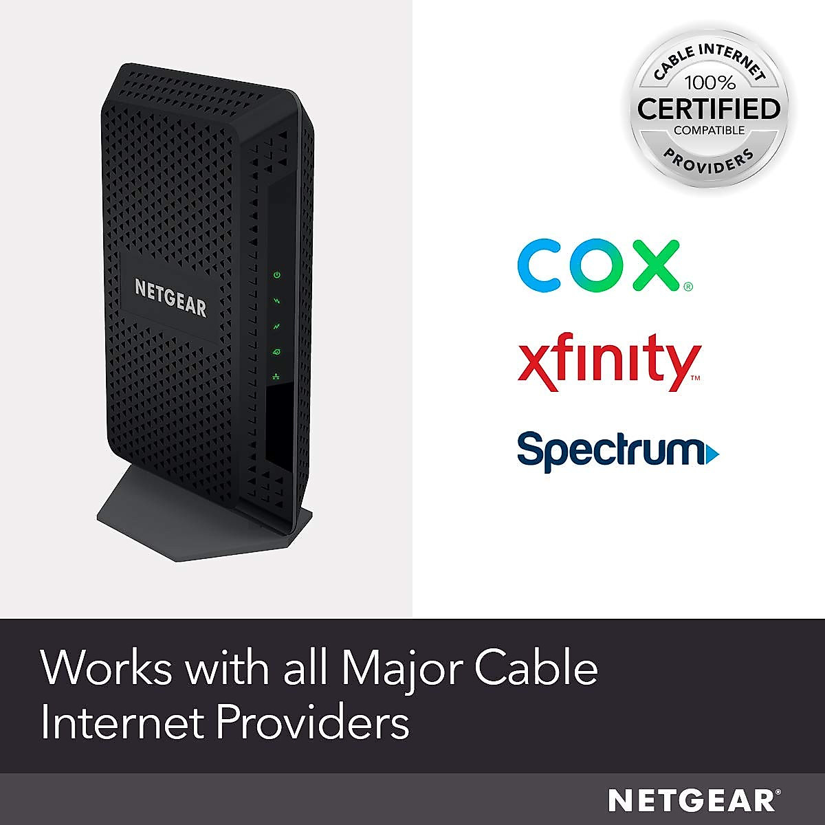 NETGEAR Cable Modem CM600 - Compatible with All Cable Providers Including Xfinity by Comcast, Spectrum, Cox | for Cable Plans Up to 400 Mbps | DOCSIS 3.0 (Renewed)