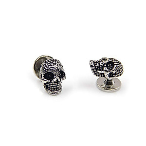 Black Skull Cufflinks and Dress Shirt Studs Set for Tuxedo Party Gift Accessories