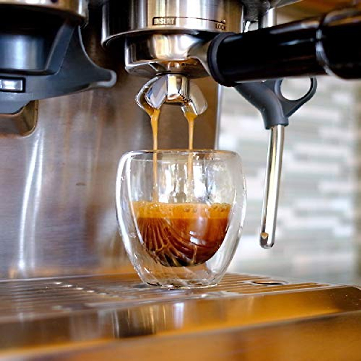 Youngever 3 Pack Espresso Cups, Double Wall Thermo Insulated Espresso Cups, Glass Coffee Cups, 5 Ounce (Tall)