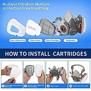 Mionyl Reusable Half Face Cover with Extra Filters - Paint Face Cover for Painting, Machine Polishing, Welding and Other Work Protection