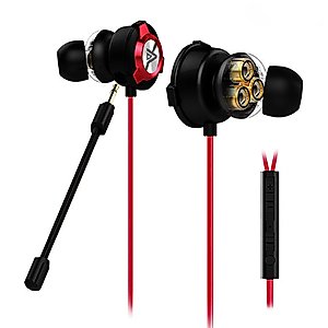 Sound Panda SPE-G9 Plus+ Gaming Earbuds Triple Driver 3.5mm with Dual Microphone | Wired Earbuds with 1.5m Cable | for PC, Mobile, Xbox, PS5, PS4, Switch | in-Ear Gaming Headset (Black)