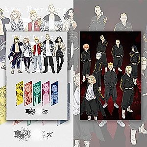 MiodiyaArt Anime Tokyo Poster 8 Pcs (with 50 pcs Anime Revengers Stickers) 16.5 x 11.5 inch Wall Decor Anime Merch Art Prints HD Posters for Fans