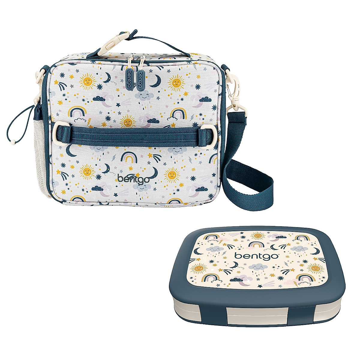 Bentgo Prints Insulated Lunch Bag Set With Kids Bento-Style Lunch Box (Friendly Skies)