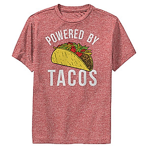 Fifth Sun Taco_Power comp Boys Short Sleeve Tee Shirt, Red Heather, Medium
