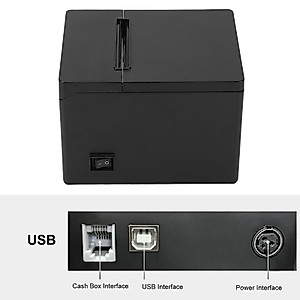 POS Receipt Printer High Speed Printing Auto Paper Cutting 80mm USB Thermal Receipt Printer for Restaurant Retail Store (US Plug 100-240V)