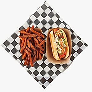 Fasmov 1000 Sheets 12 x 12 inches Sandwich Paper Deli Basket Liner Wrap Food Basket Liners Wrapping Checkered Sheets, Black & White