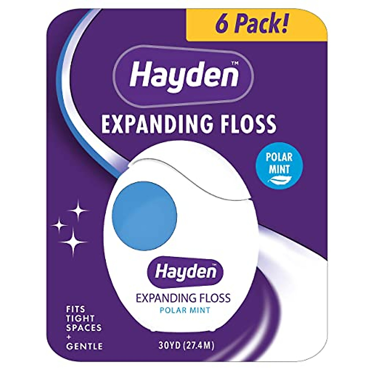 Hayden Clean+ Dental Floss | 6 Pack | Polar Mint with Anti Tartar Actives for Gentle Care | 30 Yards per Unit