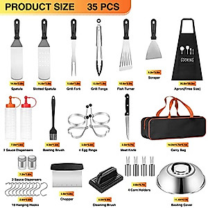 Griddle Accessories Kit, 35PCS Flat Top Griddle Grill Tools Set for Blackstone and Camp Chef, Stainless Steel Professional Grill Accessories/Spatula Set with Carrying Bag for Men/Women Outdoor BBQ