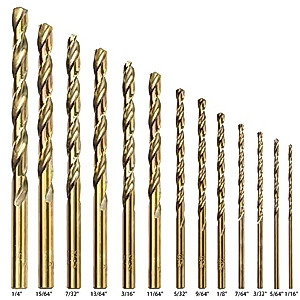 GMTOOLS 13Pcs Cobalt Drill Bits Set, M35 High Speed Steel, 135 Degree Tip, Twist Jobber Length Drill Bit Kit for Hardened Metal, Cast Iron, Stainless Steel, Plastic and Wood with Storage Case 1/16"-1/4"