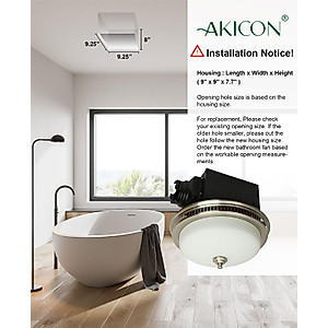 Akicon Exhaust Fan, Ultra Quiet 110CFM 1.5 Sones Ventilation Exhaust Bathroom Fan with Light and Nightlight, 3 Years Warranty (Brushed Nickel)