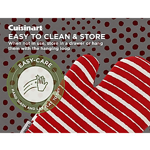 Cuisinart Reversible Print Oven Mitts, 2pk - Heat Resistant Oven Gloves Provide Protection and Safe Insulation to Handle Hot Kitchen Items - Non Slip Oven Mitt Set with Hanging Loop - Salsa Red