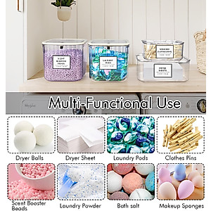 4 Pack Laundry Pods Container,Dryer Sheet Holder & Laundry Room Organization and Storage Containers Large Plastic Laundry Detergent Container with Lids & Labels for Detergent,Powder,Scent Booster,pods