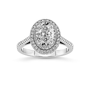 1 Carat IGI Certified Oval Shape Lab Grown Diamond Engagement Ring | 14K Or 18K in White, Yellow Or Rose Gold | Arya Double Halo Lab Diamond Ring |FG-VS1-VS2 Quality Friendly Diamonds