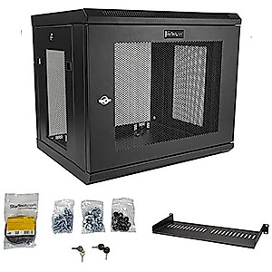 StarTech.com 2-Post 9U Wall Mount Network Cabinet w/ 1U Shelf, 19" Wall-Mounted Server Rack for IT / Data Computer Equipment