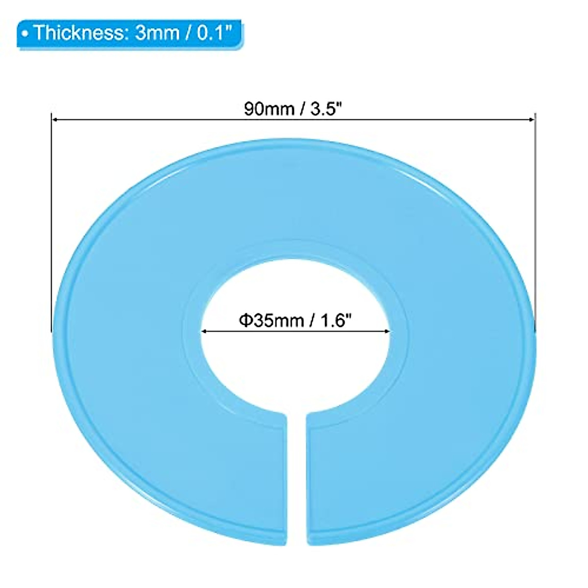 PATIKIL Clothes Dividers, 6 Pack Closet Clothing Rack Size Dividers Blank Labels Sorting Round Separator for Closet, Light Blue