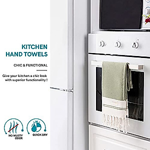 Evelynen Turkish Hand Towels for Bathroom & Kitchen Towels Decorative Set of 2 | Boho Farmhouse Hand Towels with Hanging Loops for Face, Tea, Dish, Kitchen & Bath |0 Cotton (16" x 32" - Khaki)