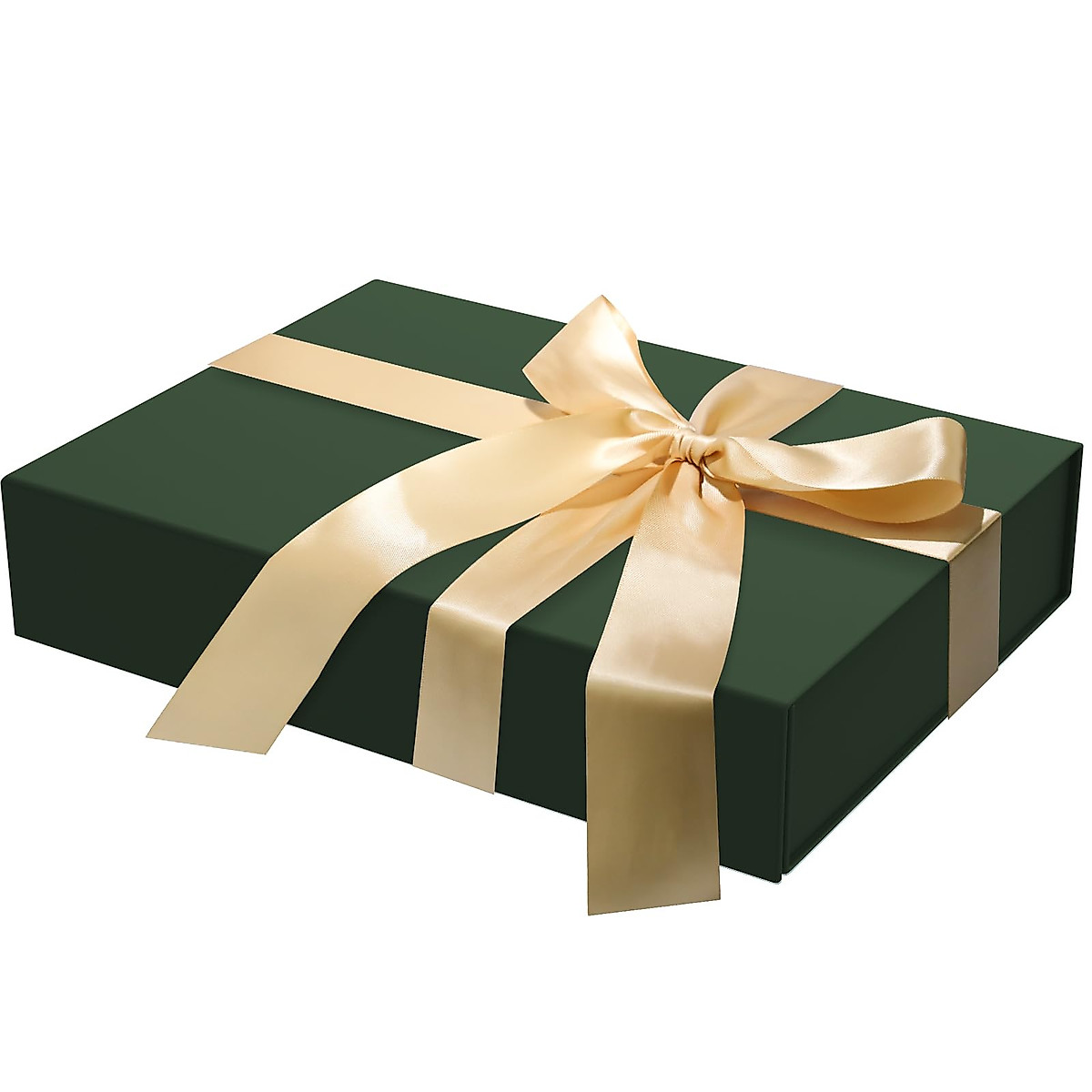 Gift Box with Lids, 11.5 x 8.5 x 2.3 In Magnetic Closure Collapsible Gift Boxes for wraps gifts of T-Shirts, Gloves, Scarves, Candy, Baby Clothes, Jewelry, Books, Comes with a Ribbon(Forest green)
