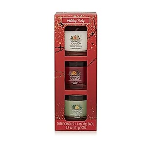 Yankee Candle Holiday Party White Spruce & Grapefruit, Holiday Zest, Sage & Citrus Mini Jar Candle 1.3oz Each