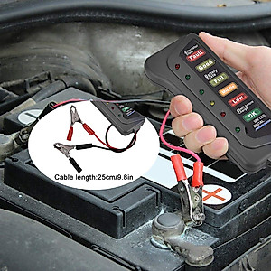 KIMISS Battery Tester, 12V LED Digital Car Motorcycle Battery Load Tester Analyzer Alternator Cranking Check Battery Condition and Alternator Charging