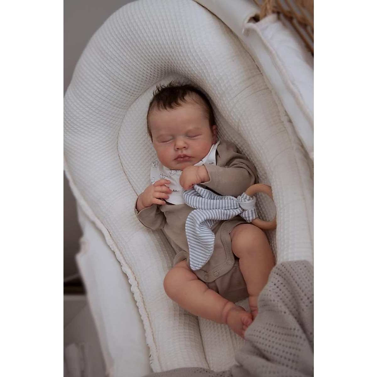 RXDOLL Sleeping Reborn Baby Dolls Realistic Newborn Baby Dolls 20 Inch Baby Doll That Look Real Reborn Baby Boy with Soft Body Hand-Rooted Hair Loulou