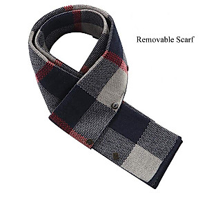 INVACHI Mens Wool Blend Coat Warm Winter Trench Coat with Detachable Soft Scarf Single Breasted Overcoat