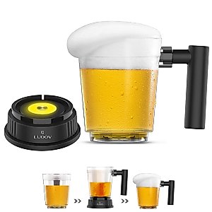 Beer Foamer,Electric Ultrasonic Portable Beer Dispenser,Ultra Fine Foam, Enjoy Fresh Draft Beer from Any Can or Bottle, for Birthday, Father's Day of Beer Lovers