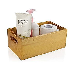 A Selected Pine Wood Organizer Open Box 4 Packs, 6x10 Wooden Storage Container with Handle for Bathroom and Kitchen