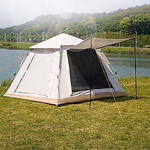 Pop Up Tent Pop Open in Three Seconds,Double Doors and Four Windows Quick Erect Tent, Firm and Stable Backpack Tent, Ideal for Camping in The Garden 4 People