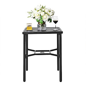 Nuu Garden 3 Piece Swivel Patio Bar Set, High Iron Outdoor Furniture Set Wide Outdoor Bar Stools, Bar Height Chairs with Seat Cushion and Armrest for Garden, Backyard, Patio and Poolside, Red