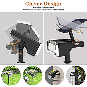 URLIGHTS Solar Lights Outdoor, 36 LEDs Solar Landscape Spotlights, Waterproof 2 in 1 Wall Lights with USB Charge, Adjustable Solar Panel for Yard Garden Driveway Porch Walkway Patio
