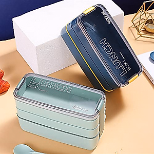 Iteryn Bento Box Lunch Box, 3-In-1 Compartment Lunch Containers - Wheat Straw, Leakproof Eco-Friendly Bento Lunch Box Meal Prep