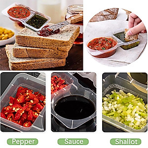10/20/30 Pcs Double Compartment Condiment Container Disposable 2 Compartment Snack Containers Condiment Containers with Lids Reusable Snack Container for to-go Sauce Sampling Travel Snack (30Pcs)