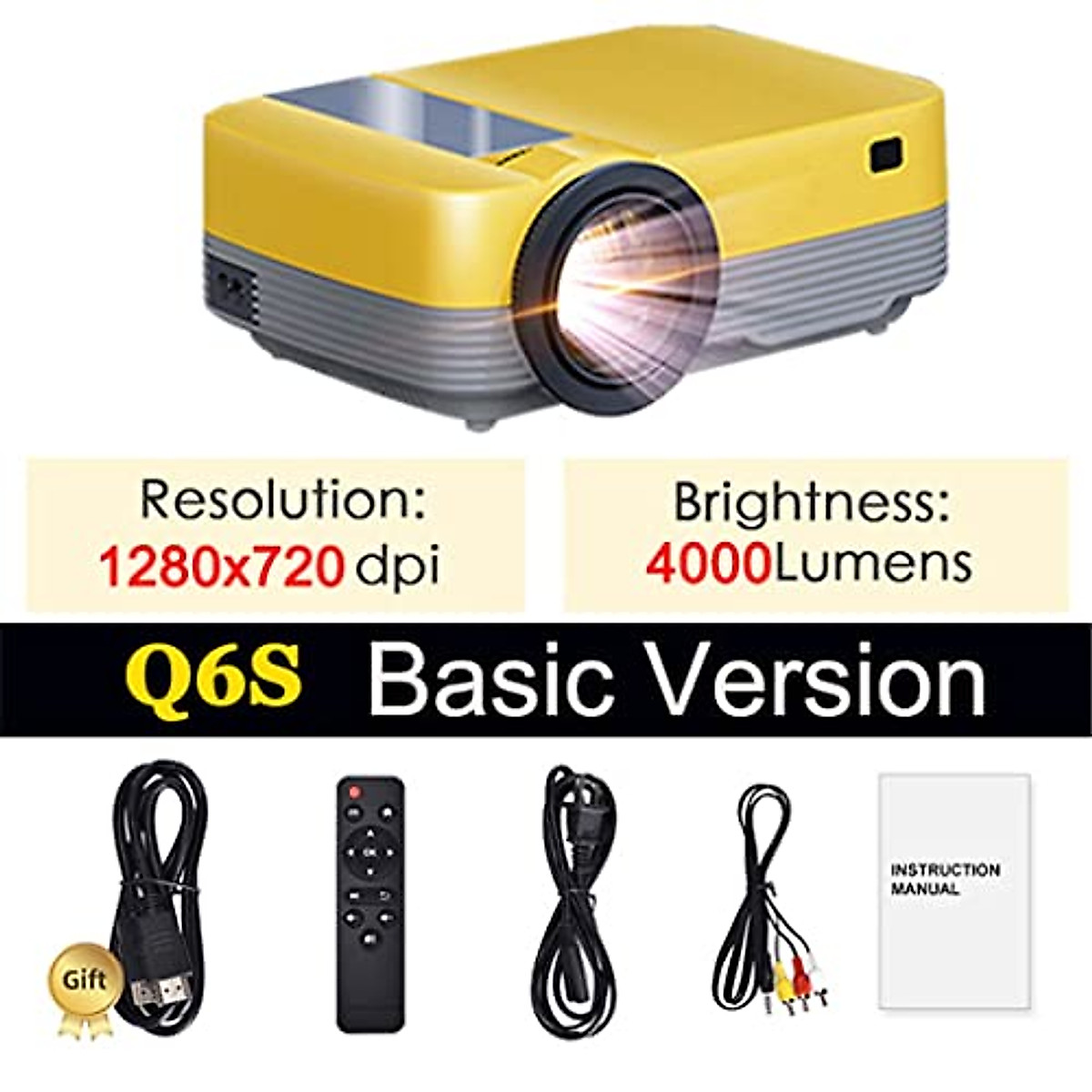 WENLII Q6S Video Projector for Movie Home Cinema Full 1080P Supported Airplay Android 10 TV Box Optional Movie Beamer ( Color : D )