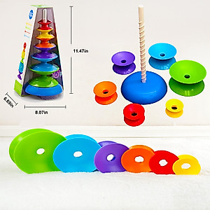 Rainbow Spinning Wheel Toy - Kids Stackable Spinning Toy for Kids, Spinning Toy,Stacking Toy for Babies and Toddlers, Brain Early Learning Toys, Interactive Learning Stacking Toys
