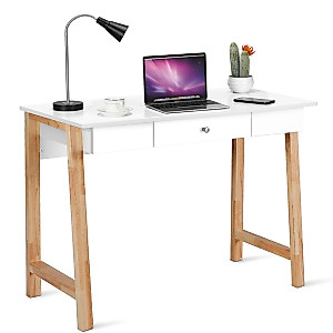 Tangkula Computer Desk with Storage Drawers, Makeup Vanity Table, Writing Study Desk for Home Office, Dressing Table