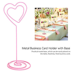 12pcs Table Number Holders, Pink Love Heart Place Card Holder Photo Holders for Tables Wire Photo Holder Clip Table Picture Holder for Wedding Anniversary Birthday Party