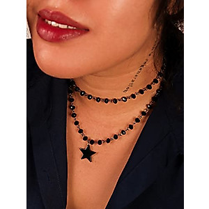 Sacina Goth Layered Star Choker Necklace, Black Choker Necklace, Goth Choker Necklace, Gothic Necklace, Emo Necklace, Halloween Christmas New Year Jewelry Gift For Women