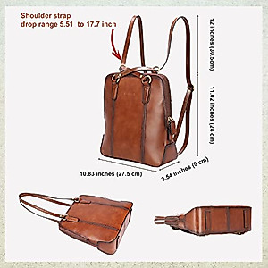 Ronts Banuce Fashion Vintage Leather Convertible Backpack Purse for Women Small Shoulder Bag for 9.7 Inch iPad School Daypack Brown
