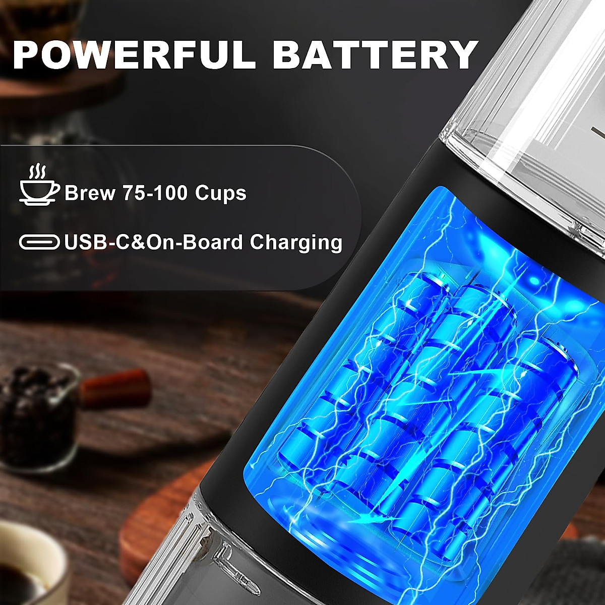 Portable Electric Espresso Coffee Machine - 2 IN 1 Wireless 15 Bar Pressure Mini Coffee Maker, Car Portable Coffee Machine Fully Charged Brew 75 Cups for Camping RV Hiking Office ( Not Self Heating)