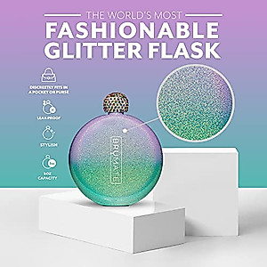 BruMate Glitter Women's Flask - 5oz Stainless Steel Flask for Liquor & Spirits - Pocket & Purse - Cute, Girly - Ideal Gift for Women (Glitter Mermaid)