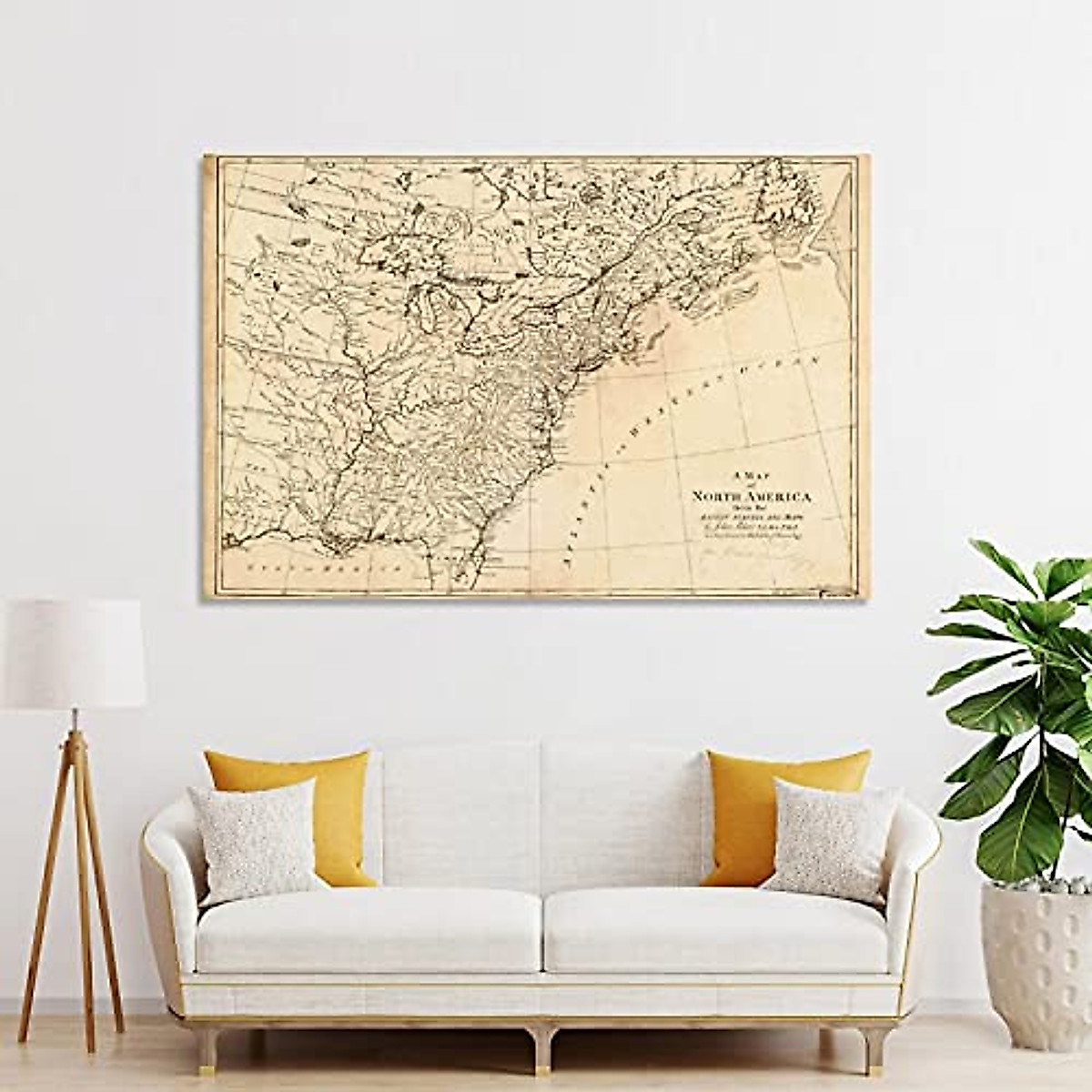 Wugod North America Map (1768) Poster Decoration Painting Canvas Wall Living Room Aesthetics Posters Art Clubs Cafes 16x24inch(40x60cm)