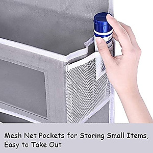 ULG Over the Door Bag Organizer Hanging Fabric Storage Organization with 4 Spacious Pockets, 10 Mesh Pockets, 2 Mounted Hangers, Great for Pantry Closet Bedroom Nursery Dorm Organizing-Grey