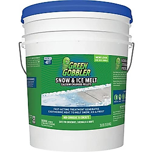 Green Gobbler 93% Pure Calcium Chloride Snow & Ice Melt Pellets | Effective at -40° | 35 lb Pail | Concrete Safe Ice Melt