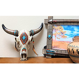BestGiftEver Wall Hanging Rustic Southwest Tribal Style Bull Head Skull, 12.5 x 10.5 x 4 inches