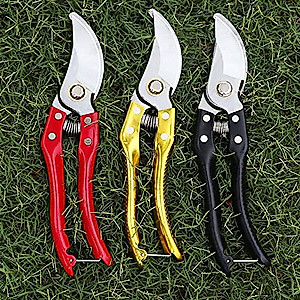 Generic Garden Secateurs Garden Scissors Pruning Shears Rust Proof High Carbon Steel SK5 Blade with Safety Lock Hand Secateurs & Pruning Scissors,Gold,One Size
