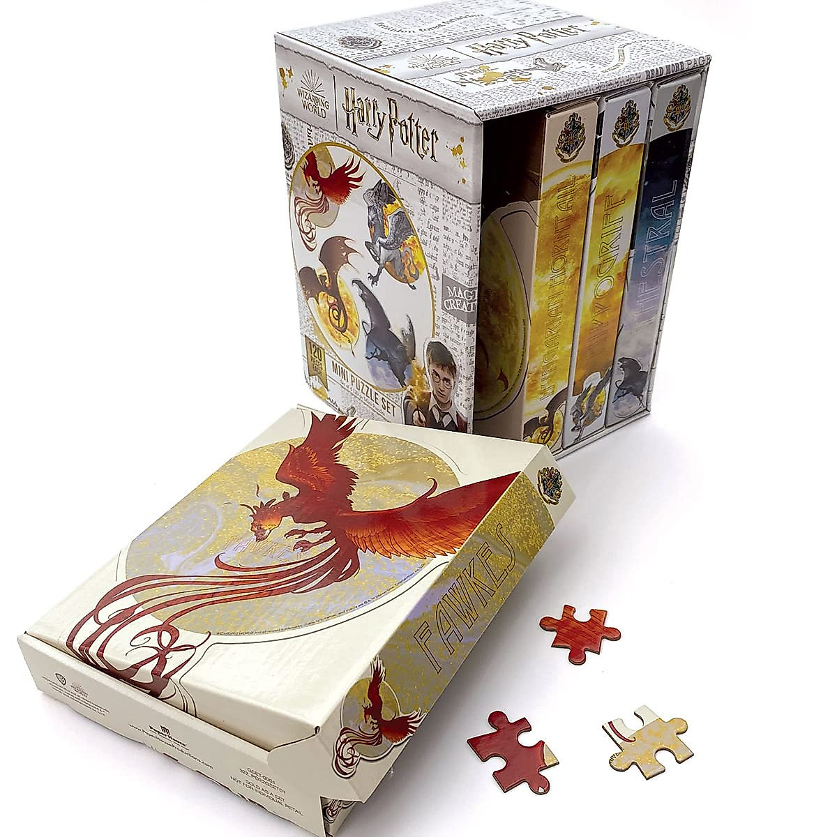 Paper House Productions Harry Potter Set of Four 120-piece Mini Puzzles in Storage Box - Magical Beasts