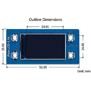 waveshare for Raspberry Pi Pico, 1.14" LCD Display Module, 240×135 Pixels IPS Screen 65K RGB Colors, ST7789 Driver 4-Wire SPI Interface with Buttons for Easy Interacting